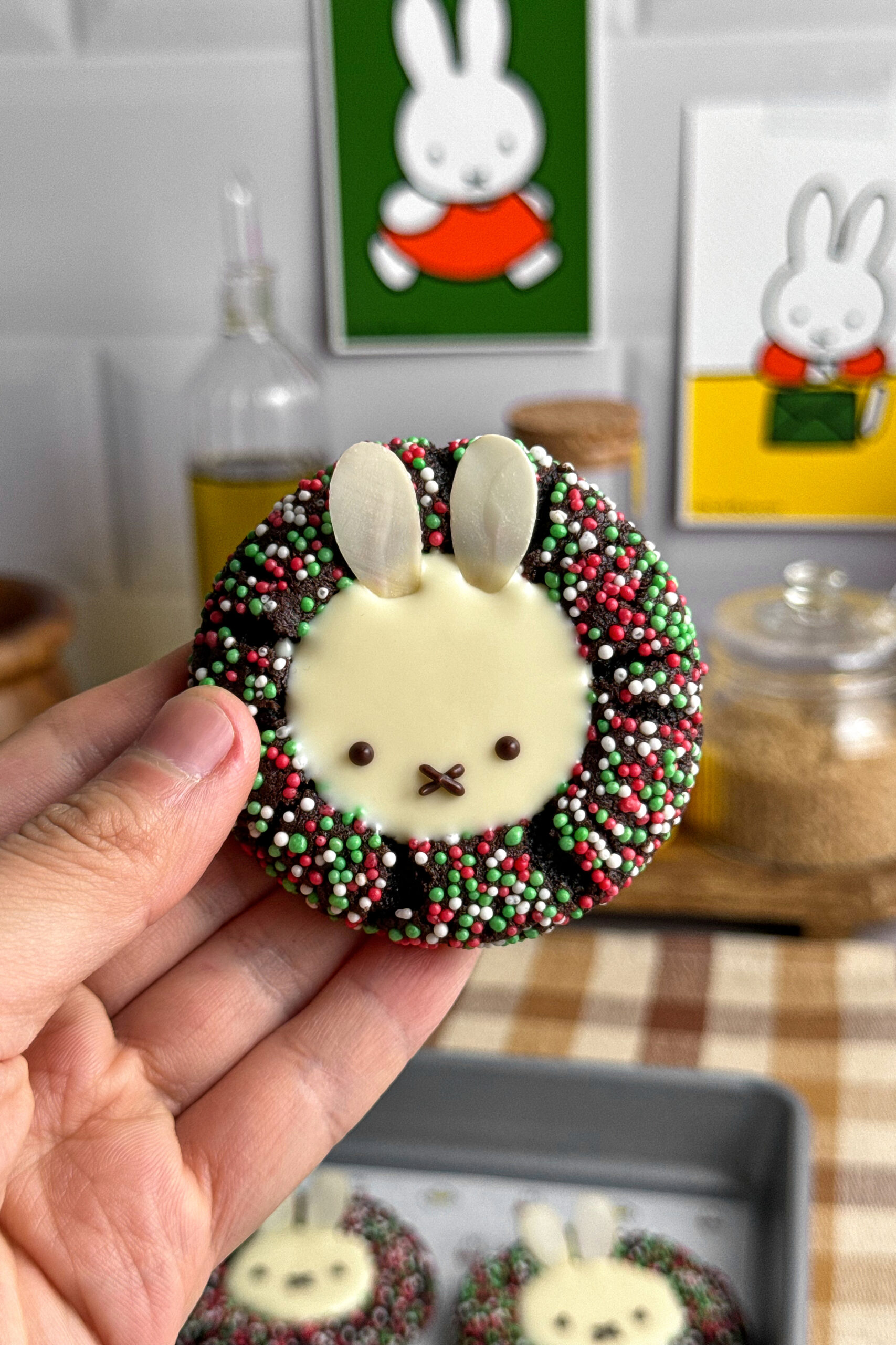 Easy Miffy Chocolate Thumbprint Cookies Recipe - EricTriesIt