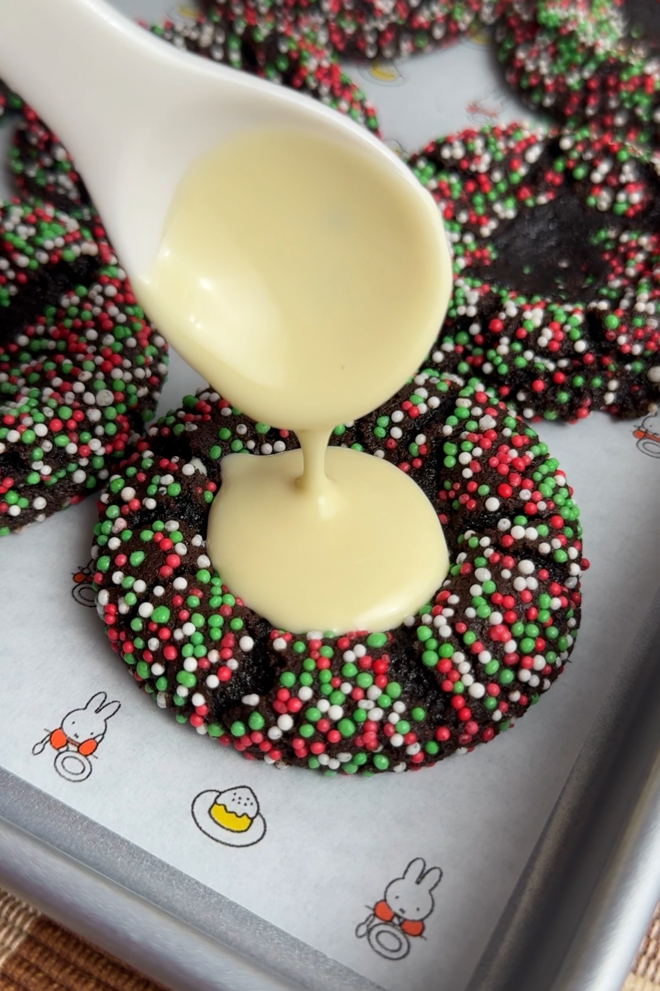 Easy Miffy Chocolate Thumbprint Cookies Recipe - EricTriesIt