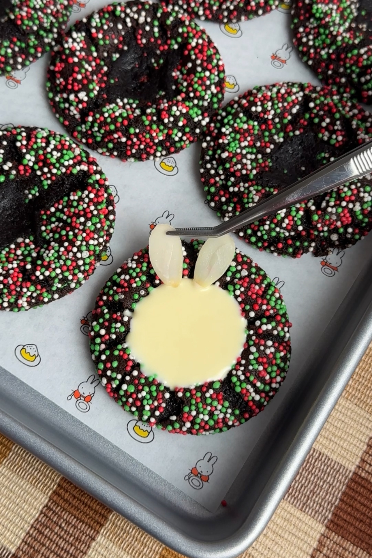 Easy Miffy Chocolate Thumbprint Cookies Recipe - EricTriesIt