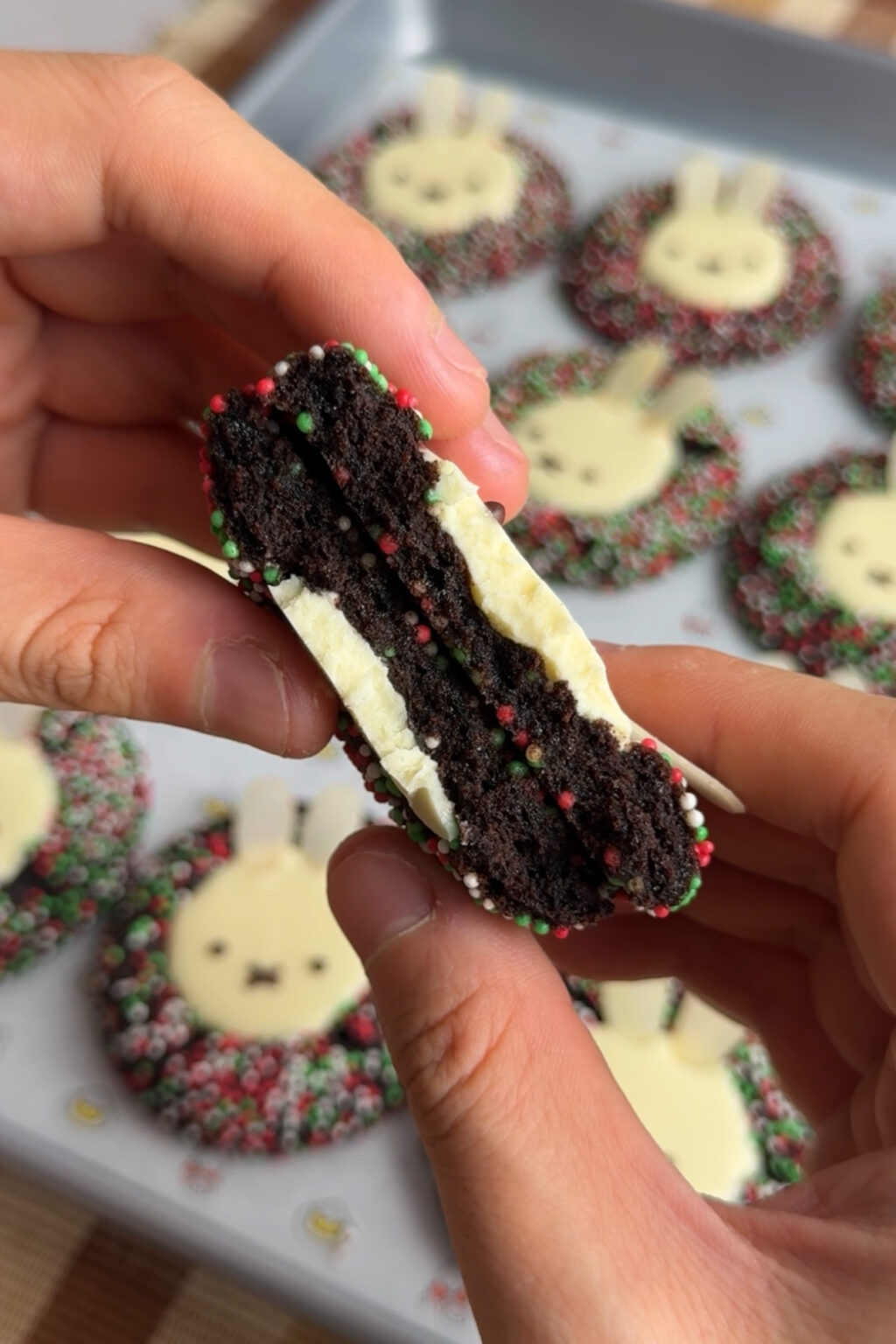 Easy Miffy Chocolate Thumbprint Cookies Recipe - EricTriesIt