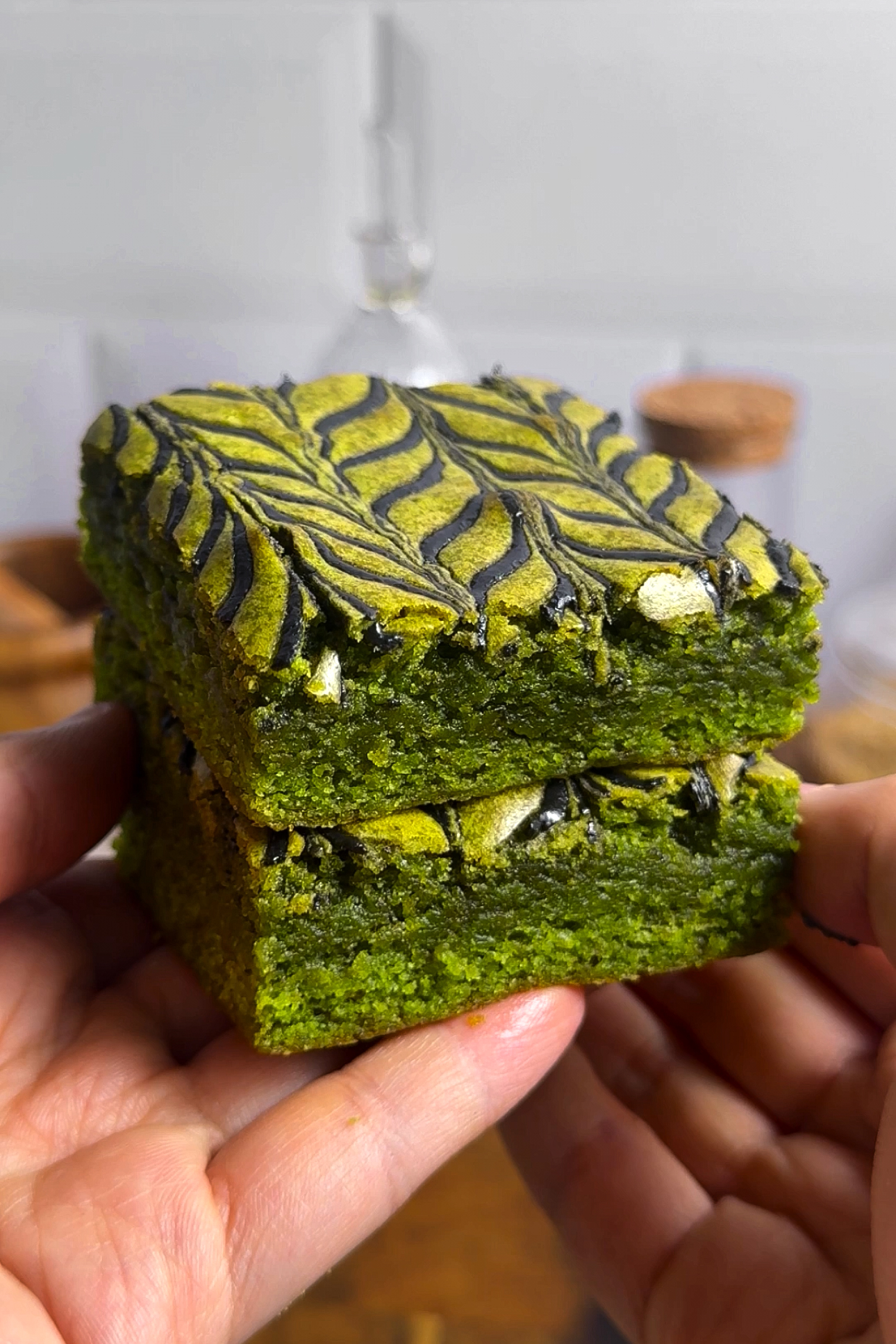Chewy Black Sesame Matcha Brownies - EricTriesIt