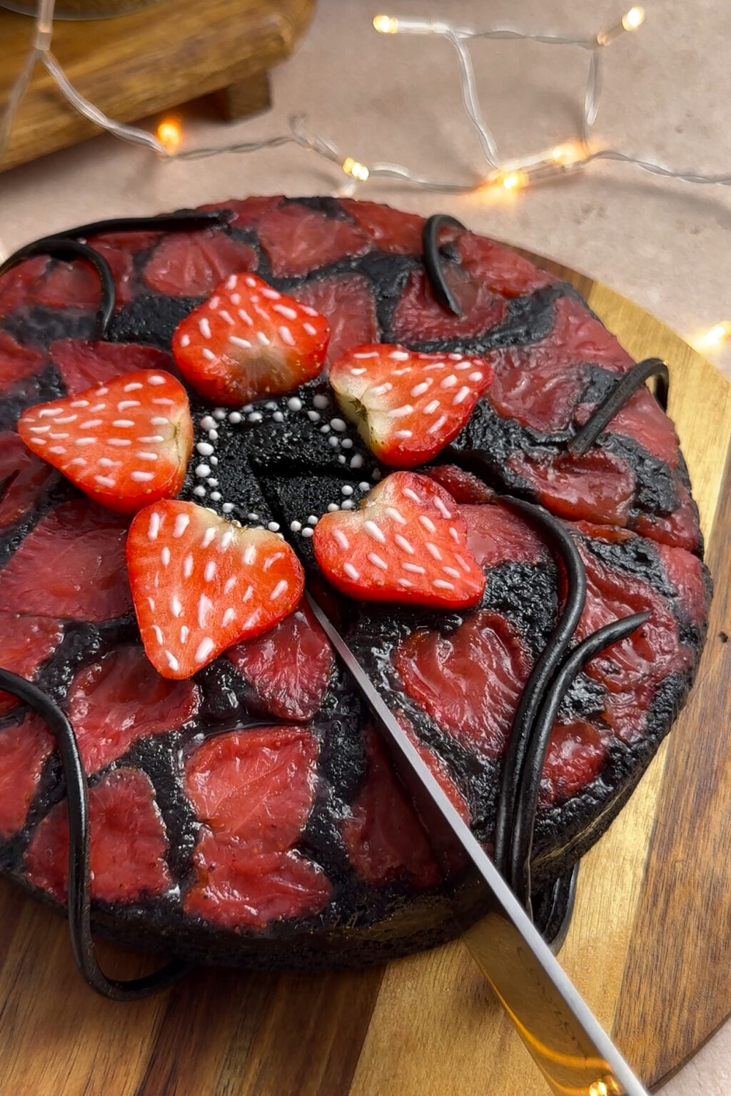 Stranger Things Strawberry Upside Down Cake - EricTriesIt
